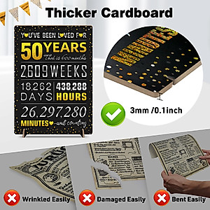 Giftota 50th Birthday Decorations - 3 Pack 3mm Thickness Birthday Poster - 50th Birthday Gifts with Stand - Birthday Party Decorations for 50 Year Old - 50th Birthday Table Sign for Party Supply