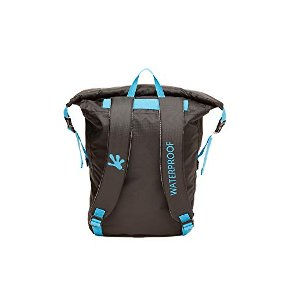geckobrands Lightweight 30L Waterproof Backpack, Black/Neon Blue - Watertight Backpack for Hiking and Light Water Activities