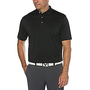 Callaway Men's Basic Short Sleeve Opti-Vent Open Mesh Polo Golf Shirt , Black, Small