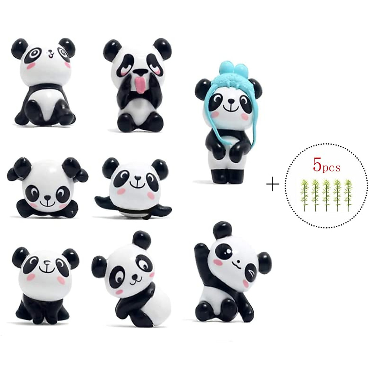 Cemtetnech panda cake topper set cute panda figures Cute Panda Characters Toys Mini Figure Collection Playset for panda theme party supplies（13pcs）