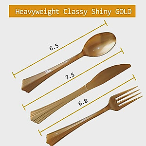 Pink and Gold Party Supplies – 175 Disposable Dinnerware Set Gold Dots on Pink Paper Plates Cups and Napkins, Gold Plastic Knives Spoons Forks for Baby Shower Wedding Party Bridal Shower