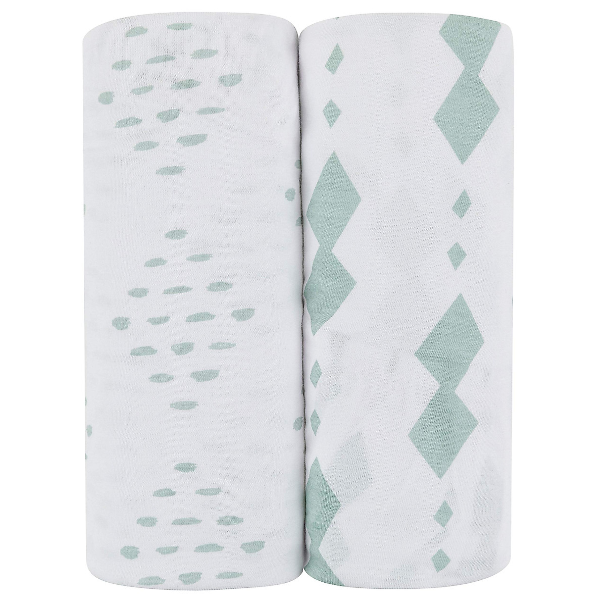 Cradle Sheets Changing Pad Cover - Travel Lite Universal Fit Baby Mattress Sheet 36" X 18 - Unisex Grey Sage Diamond - 2 Pack Set