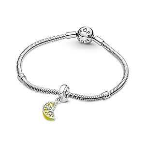 Pandora Lemon Slice Sparkling Fruit Dangle Charm Bracelet Charm Moments Bracelets - Stunning Women's Jewelry - Made with Sterling Silver, Cubic Zirconia & Enamel