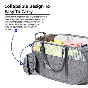 Fenlosi Tear Proof Pop Up Laundry Hampers, with Strong Handles Laundry Hamper, Easy to Carry & Go Up and Down Stairs, Honeycomb Mesh-Breathable, Easy to Collapsible Laundry Basket. (2.5Loads, Large)