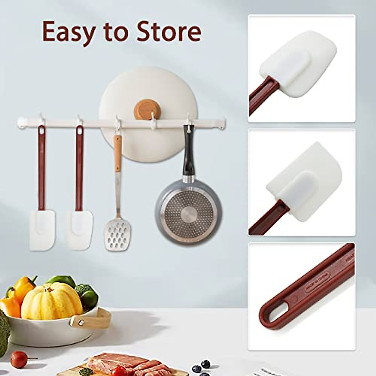 MYTASUY Silicone Spatulas Heat Resistant,Heavy Duty Rubber Spatulas Silicone Commercial , Commercial Silicone Spatulas Set for Kitchen Use, Silicone Cooking Utensils Sets of 2 (13.5 INCH)