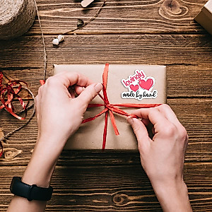 Wailozco 1.5'' Lovingly Made by Hand Stickers, Thank You Stickers,Handmade Stickers,Business Stickers,Envelopes Stickers for Online Retailers, Handmade Goods,Small Business, 500 Labels Per Roll