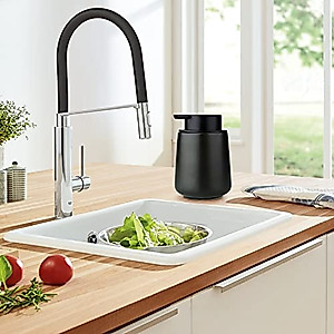 YYW Dish Soap Dispenser, Ceramics Hand Soap Dispenser for Bathroom with Easy-to-Press Pump, 14Oz Liquid Foam Soap Dispenser for Kitchen, Shower (Black)