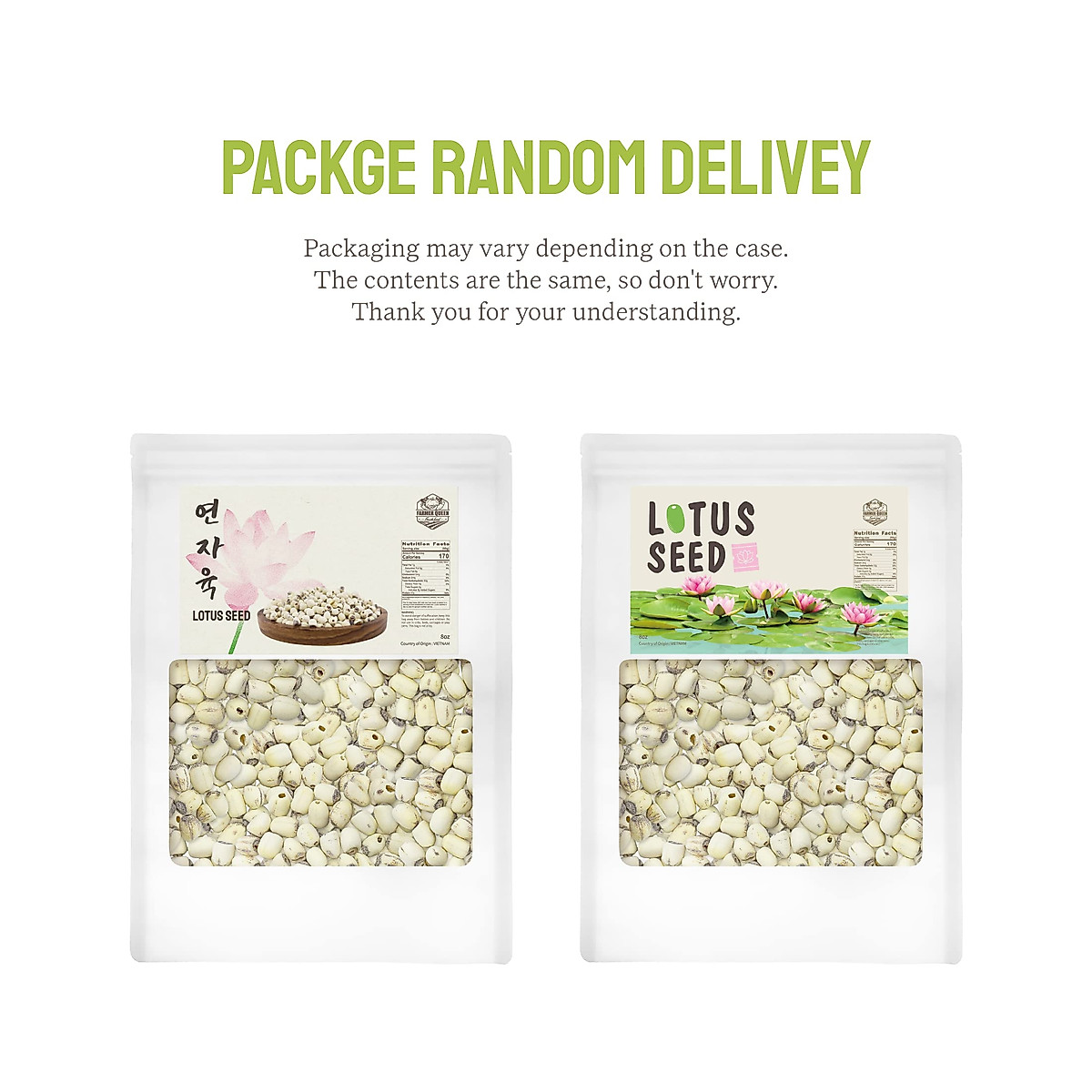 Farmer Queen Dried Lotus Seeds 8 Ounce for Tea & Baking Rich In Methionine Good for Gut health and Diet