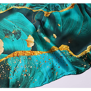 Women's Pure Mulberry Silk Scarf Floral Print Satin Long Scarf Wrap Shawl (mzyy05)