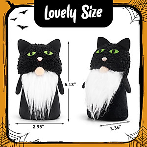 Kyhvoux Black Cat Gnomes Plush Decoration, 3 PCS Handmade Cute Elf Dolls Gift for Women Swedish Tomte Faceless Dwarf Winter Home Indoor Decor for Table Centerpieces Ornament Tiered Tray