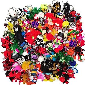Touchable dream Wholesale Bulk Random Lot 25 Pcs Voodoo Dolls Character Keychain Keyring Keyfob Ornament Hanging Bags Wallets Cars(25)