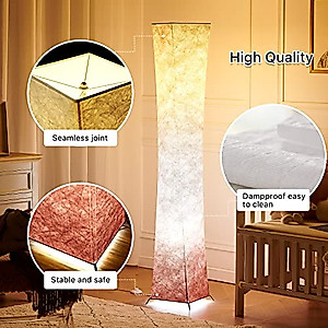 chiphy Floor Lamp, 64" Tall Lamp with Remote Control, Dimmable 10 Levels Color Temperature 12W/2 LED Bulbs (2400 Lumens, 100 Watt Equivalent) and Red Lampshade, Unique for Living Room