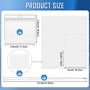 Eaasty 200 Pack Neck Hang Badge Holder with Labels, Clear Hanging Lanyard Style Name Badges Waterproof Name Tag Badge Holders with Lanyard for Meeting Seminar Show Event and Conference
