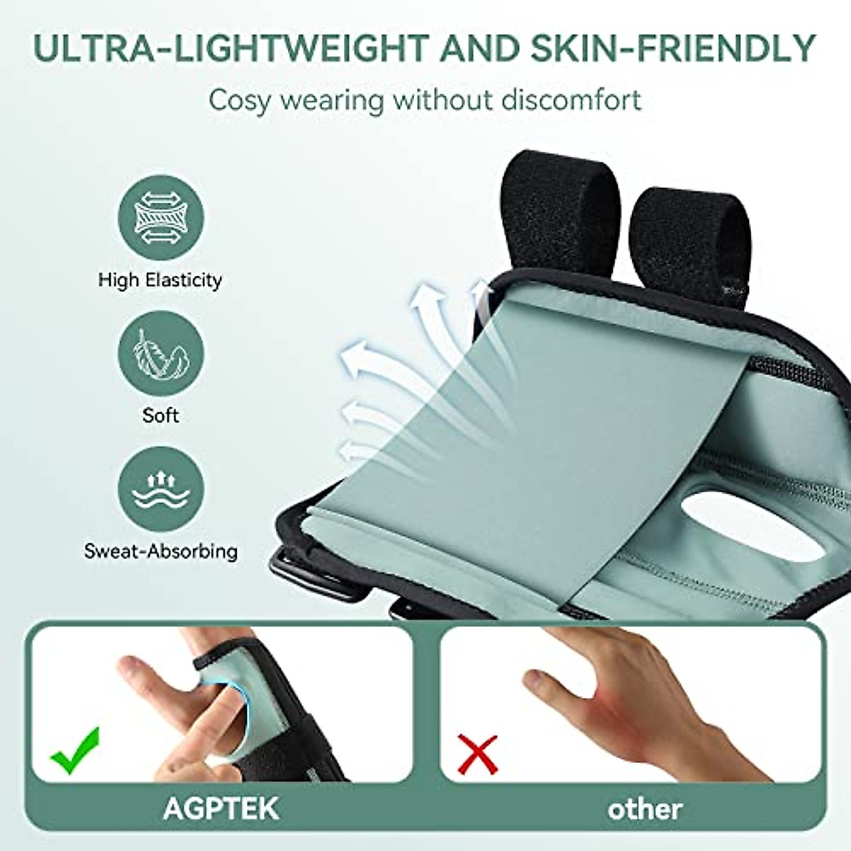 AGPTEK Wrist Brace, Wrist Support for Carpal Tunnel, Night Sleep Wrist Splint, Hand Brace for Arthritis, Sprains, Tendonitis and Joint Pain, Suitable for Right Hand, S：5.1-7.9in