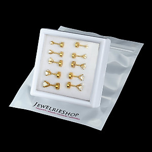 JewelrieShop Cartilage Tragus Earring Stainless Steel Stud Piercing Earring Flat Back Earrings Stud Flatback Screw Back Earrings for Women Men (16G, 6mm Bar Length, 3mm-7mm CZ, 5 Pairs)