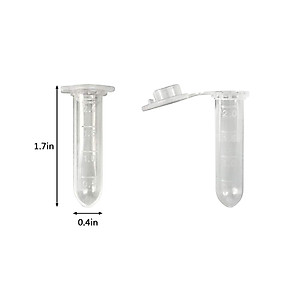 Centrifuge Tubes 200 Pack 2ml Polypropylene Clear Graduated Mirco Test Tubes with Snap Cap for Sample Storage Container No-Leak