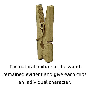 HEEHEE 100 PCS 1 Inch Gold Mini Clothespins Small Clothes Pin Natural Texture Wooden Clips for Food Package Clips Hanging Photo