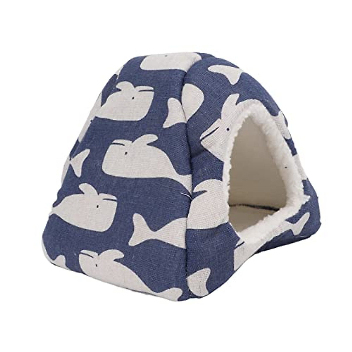 OKJHFD Guinea Printed Fish Pattern Pig Cave Cozy Hamster House Large Hideout Dwarf Rabbits Hedgehog Bearded Winter Hamster Cage Accessories(Small)