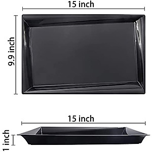 Supernal 12 pack Black Plastic Serving Trays, 15"x10" PlasticTrays, Plastic Fast Food tray, Heavy duty Platters, Disposable Serving Party Platters Black，Party Serving Trays