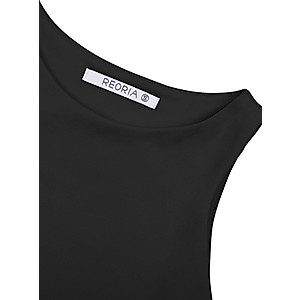 REORIA Women's Sexy Sleeveless High Neck Racerback Cropped Tank Tops Cute Teen Girls Halter Neck Crop Tops Vest Black Large