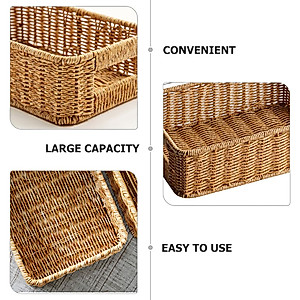 VOSAREA Wicker Baskets Rattan Woven Baskets Seagrass Storage Baskets for Shelves Rectangular Basket Rattan Toilet Tank Basket