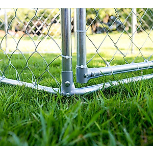 MAGIC UNION Outside Dog Kennels Playpen for Dogs Outdoor Dog Fence with Water-Roof Cover for Backyard Dog Run House (Silver)