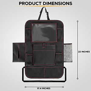 EcoNour Backseat Car Organizer (2 Pack), Heavy Duty Waterproof Stain Resistant Kick Mats Back seat Protector For Kids | Multiple Storage Pockets, Travel Accessories, Touchable Tablet Holder