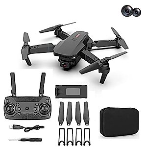 Drone with 1080P Dual HD Camera, 2023 Upgradded RC Quadcopter FPV Camera Foldable Drone Toys Gift for Adults and Kids, One Key Start Speed Adjustment, 360° Altitude Hold Mode (Black)