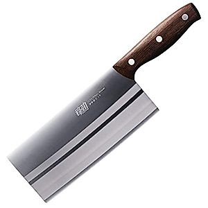 FINDKING YuFeng Chinese Chef Knife, Kitchen Cleaver for Meat Vegetables, Stainless Steel Blade, Wenge Wood Handle, for Cutting, Shredding, Slicing, Mincing, 8 Inches