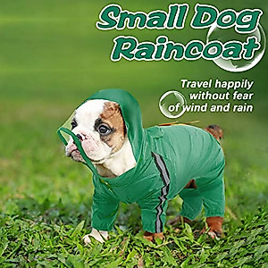 Clear Small Dog Raincoat Jacket Hooded with Reflective Strip, Waterproof Pet Raincoat Slicker Hoodie for Dog with Leash Hole, Lightweight Breathable Pet Rain Poncho Cartoon for Small Dogs Puppies
