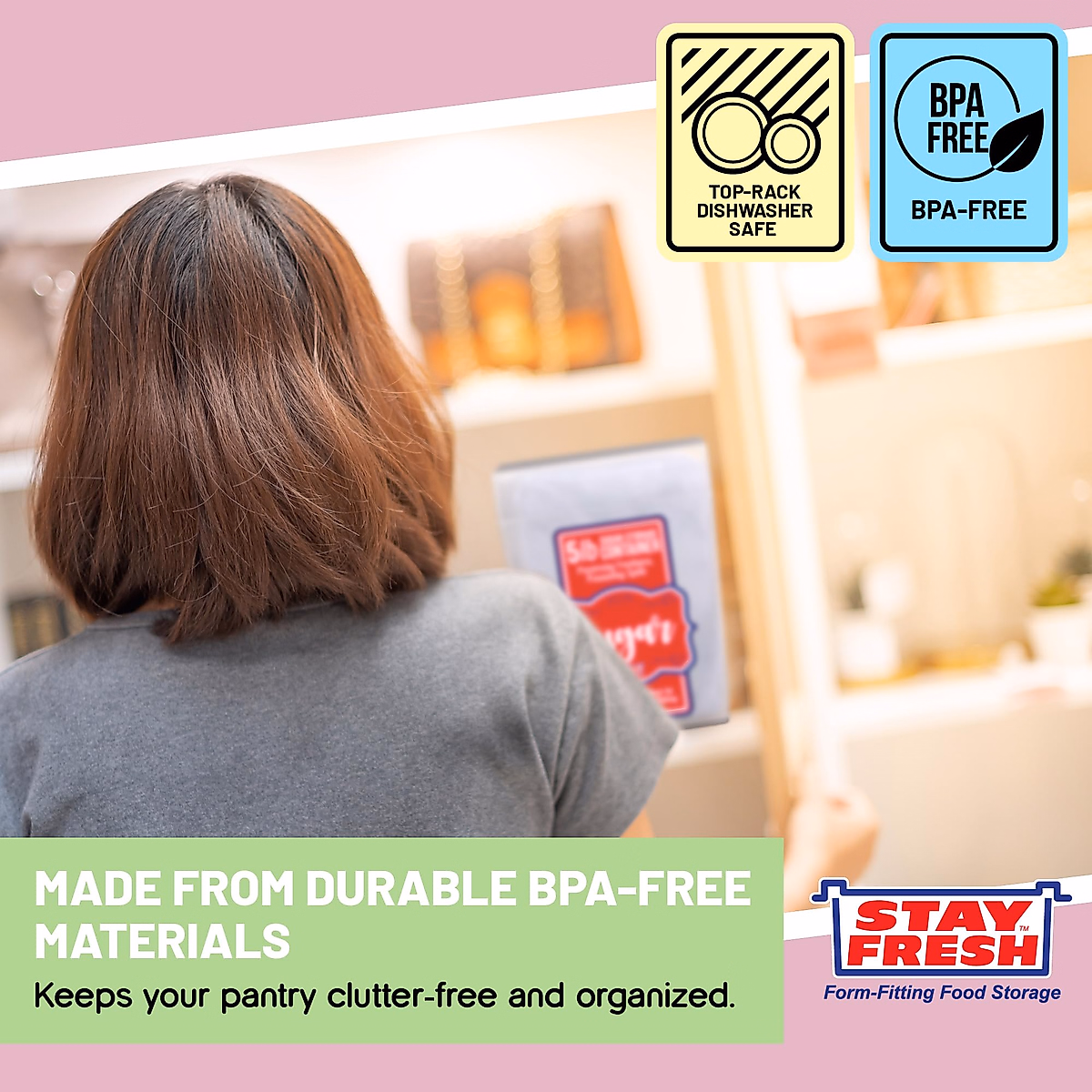 Stay Fresh Sugar Storage Container – Kitchen Discovery – Snap Close Sugar Canister Keeps Granules Fresh, Pourable and Spillproof for Optimal Sugar Storage