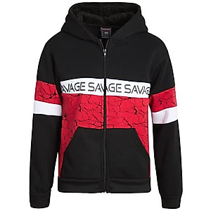 Quad Seven Boys' Active Sweatsuit Set - Heavyweight Sherpa Lined Sweatshirt and Jogger Sweatpants - Kids' Gym Clothing (8-18), Size 4, Red Savage