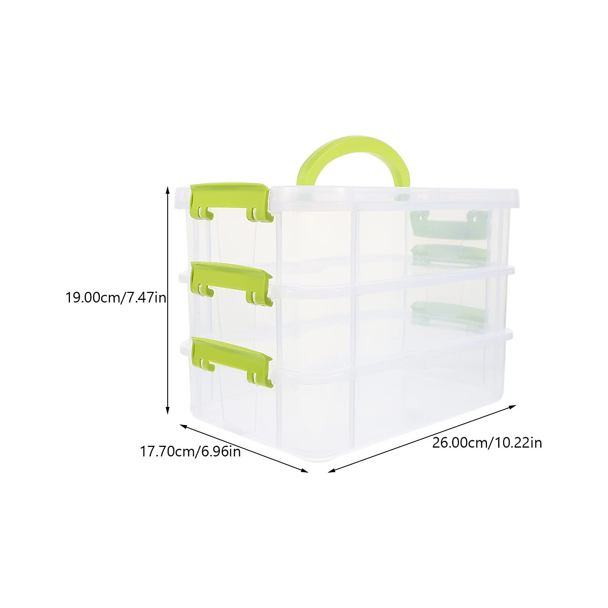 Zerodeko Tool Box 3-Tiers Storage Box, Stackable Carry Box Transparent Storage Bin Portable Storage Container Plastic Storage Case Art Supply Organizer for Organizing Sewing Suitcase