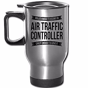 Shirt Luv Air Traffic Controller Travel Mug Gifts - Funny Appreciation Thank You For Men Women New Job 14 oz Mug Silver