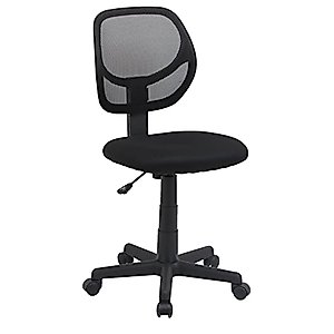 Amazon Basics Low-Back, Upholstered Mesh, Adjustable, Swivel Computer Office Desk Chair, Black