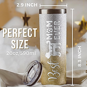 Onebttl Dog Mom Gifts, Dog Lover Gifts for Women, Best Dog Mom Ever, 20 oz Glitter Silver-Gold Insulated Tumbler - Labradoodle Mom