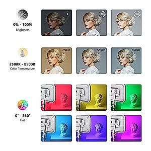 NEEWER 18.3" RGB LED Video Light Panel with App Control Stand Kit 2 Packs, 360° Full Color,60W Dimmable 2500K~8500K RGB168 LED Panel CRI97+ with 17 Scene Effect for Game/YouTube/Zoom/Photography,White