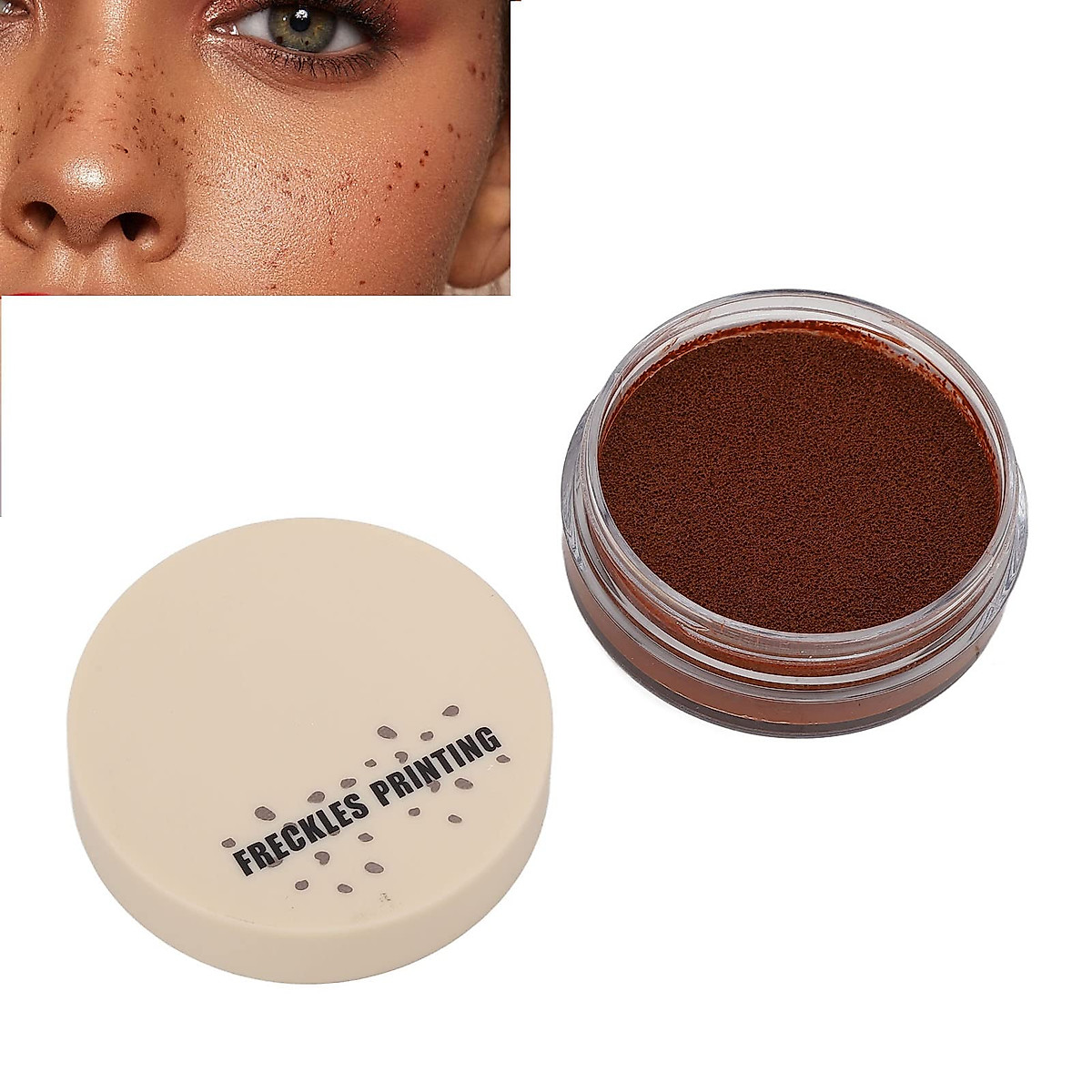 Dioche Fake Freckles stamp pen, Liquid Freckle Stamp Freckles Makeup Stamp with Brush, Waterproof Simulation Air Cushion Freckles Pen 10g