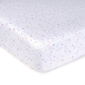 Tadpoles 2-Piece Stardust Crib Sheets | Collection of 2 Fitted Crib Sheets | Made of 100% Brushed Microfiber Polyester | Soft, Smooth, Breathable & Durable | Ideal for Babies | Pink & Purple
