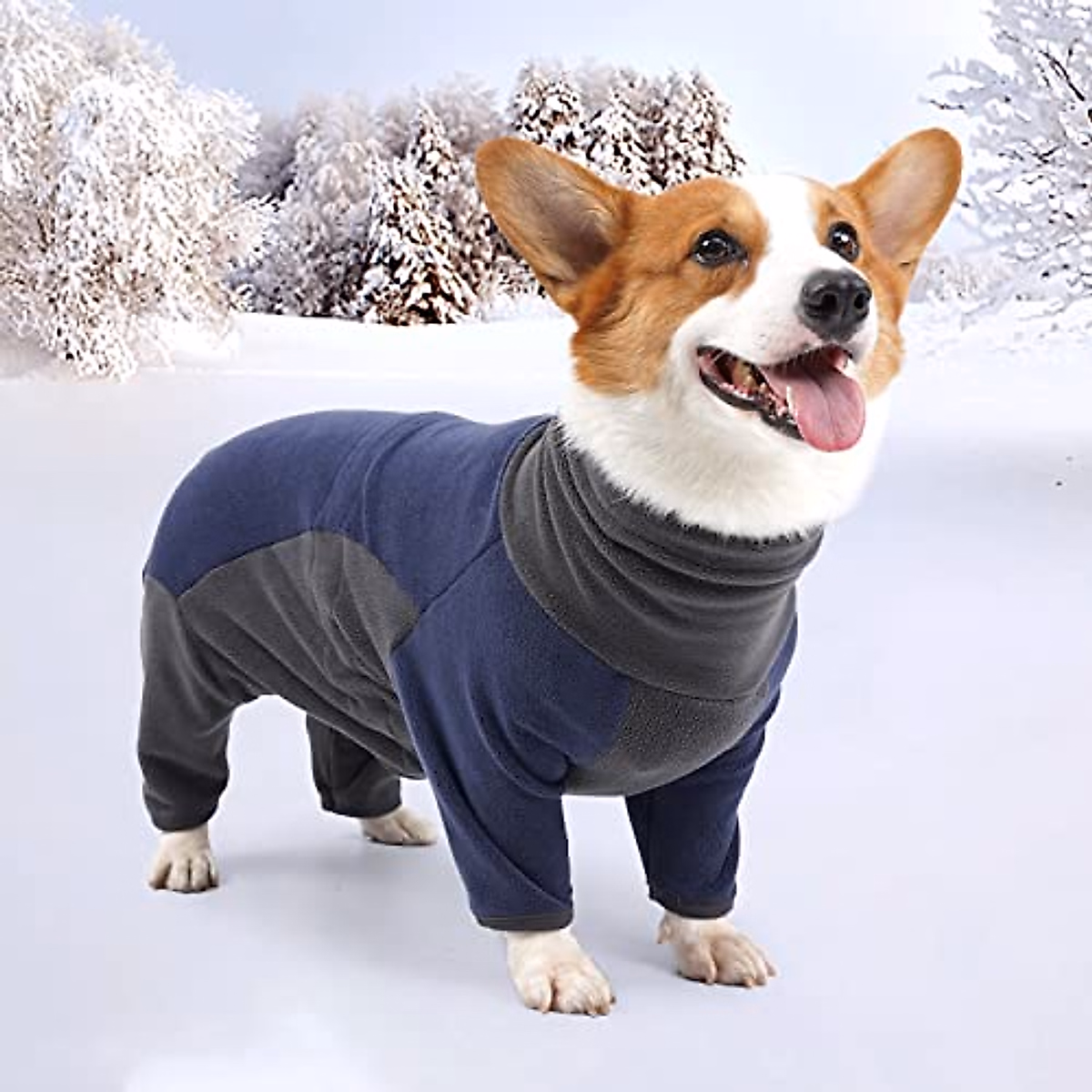 Harikaji Dog Cold Weather Coat, Dog Warm 4 Legs Pajamas Onesie Pet Soft Winter Dog PJS Sweaters Jacket Pet Clothes Stretchy Soft Doggy Jumpsuits Sweatshirt for Large Dogs(Blue,XL)