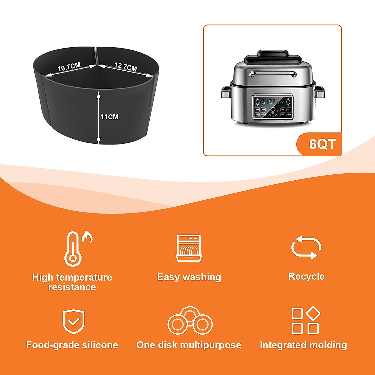 HYueaph Slow Cooker Divider Liner Reusable Leakproof Silicone Insert Divider Instant Pot Liners BPA Free Disahwasher Safe for 6 Quart Pot (3pcs)