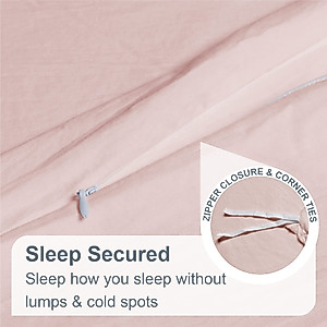 Swift Home Full/Queen Bedding Microfiber Duvet Cover & Sham Bedding Set, Prewashed Crinkle, Ultra-Soft, Lightweight & Durable – Rose Blush, Full/Queen (90”x90”) – Comforter Not Included