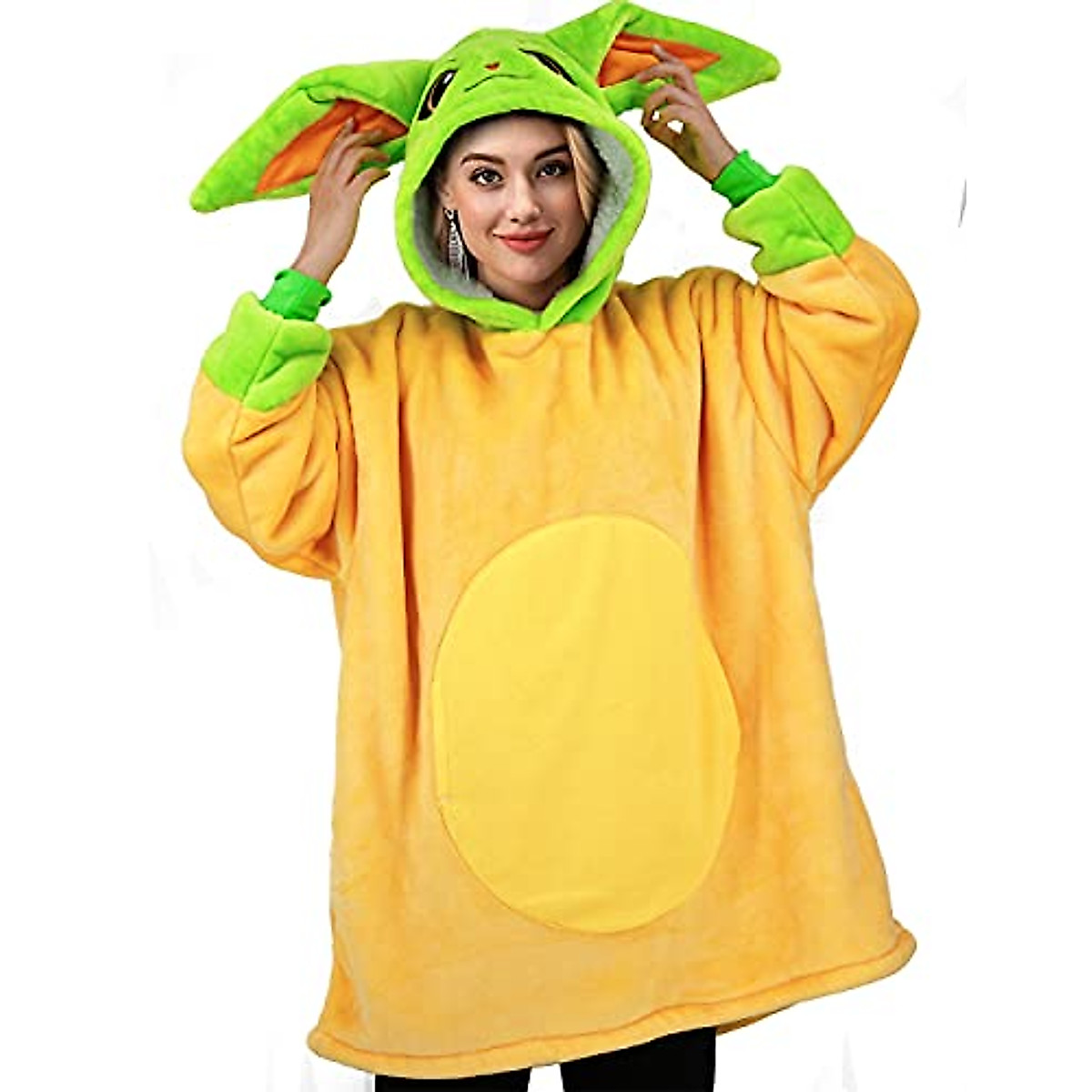 vavalad Cartoon Wearable Blanket Sweatshirt Sherpa Oversized Hoodie TV-Blanket with Sleeves and Pockets for Adults Men Women Teens One Size Fits All