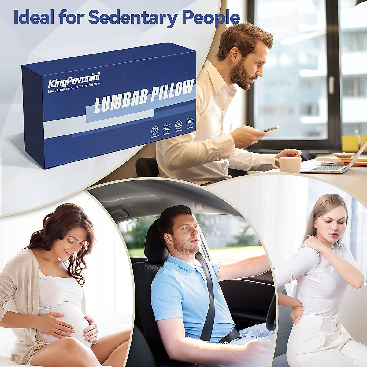 Lumbar Support Pillow for Office Chair, Cooling Memory Foam Pillow for Back Pain Relief, Ergonomic Back Support Pillow with Dual Extension Straps for Car, Couch, Recliner, Gaming Chair, Black