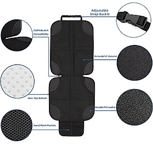 Car Seat Protector for Child Car Seat 2 Pack Waterproof 600D Fabric Child Baby Non Slip Seat Back Protector with Storage Pockets Car Seat Cover Mat Protector for Fabric and Leather Seats