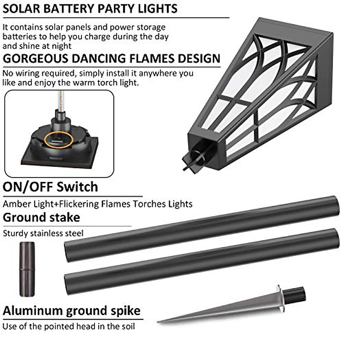 Solar Torch Lights Outdoor Eycfo Torches Flickering Dancing Flames Garden Landscape Lanterns Patio Pool Pathway Light(Pack 2)