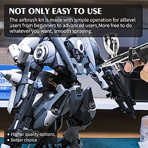 XDOVET Dual-Action Trigger Airbrush Kit Air Brush Painting Set with 0.3mm/0.5mm/0.8mm Needles,2cc/5cc/13cc/20cc/40cc Paint Cup, Air Hose for Tattoo, Makeup, Nail, Model, Art Hobby - for Pro & Beginner