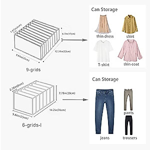HSLFUAI 6PCS Clothing Organizers | Drawer Organizer Clothes Transparent Mesh Drawer Clothes Storage, Clothes Storage Drawers (6PCS Jeans+Thirts+Bra+Underware+Socks) Clothes Organizer Shirt Organizer