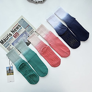 EGEN Dye Tie Yoga Socks for Women Man Novelty Print Non Skid Socks Non Slip Grip for Pilates Barre Ballet Sport (Blue)