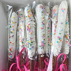 ASTARON 400 Pcs Pretzel Bags with Ties Pretzel Rod Bags Self Adhesive Birthday Party Treat Bags, Pretzels Sticks Individual Bags Clear Cellophane Bags for Cookies Candies